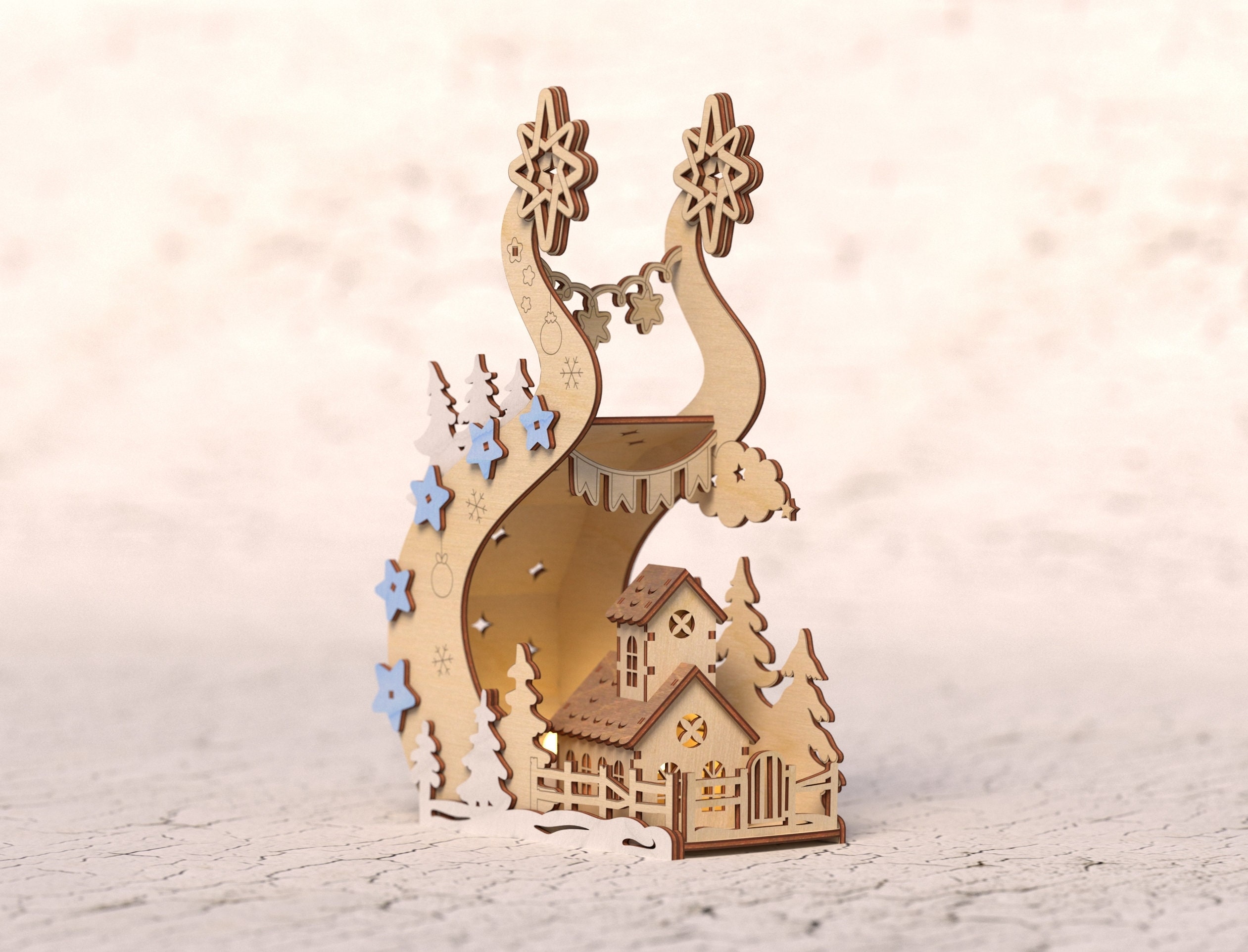 Laser Cut Files Christmas Scene version 4 Files for - Etsy