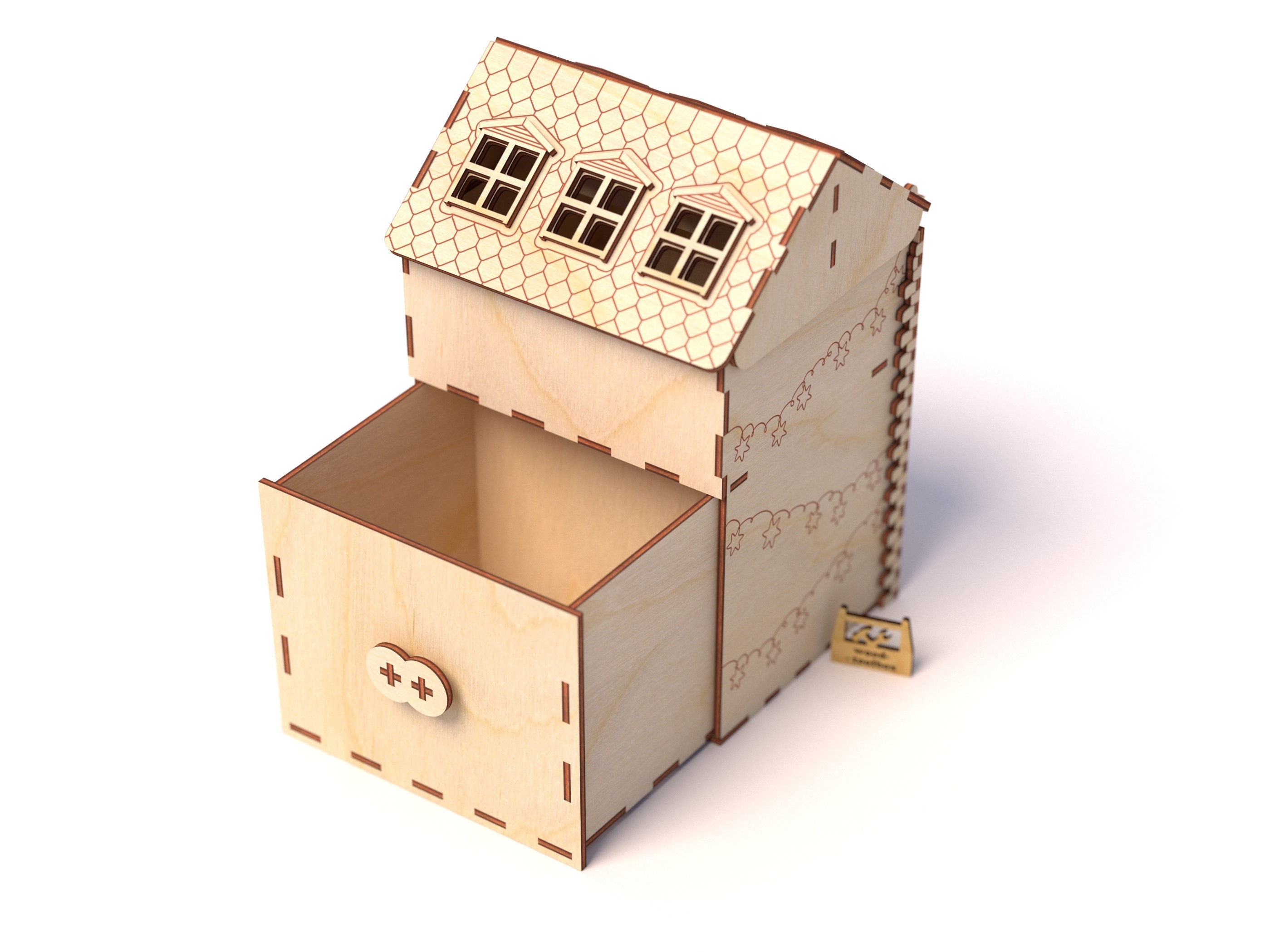 House Box With 2 Cells – Laser Cut Files SVG, PDF, CDR Digital Product ...