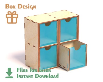 Transformer Box With 3 Drawers Laser Cut Files. Instant - Etsy