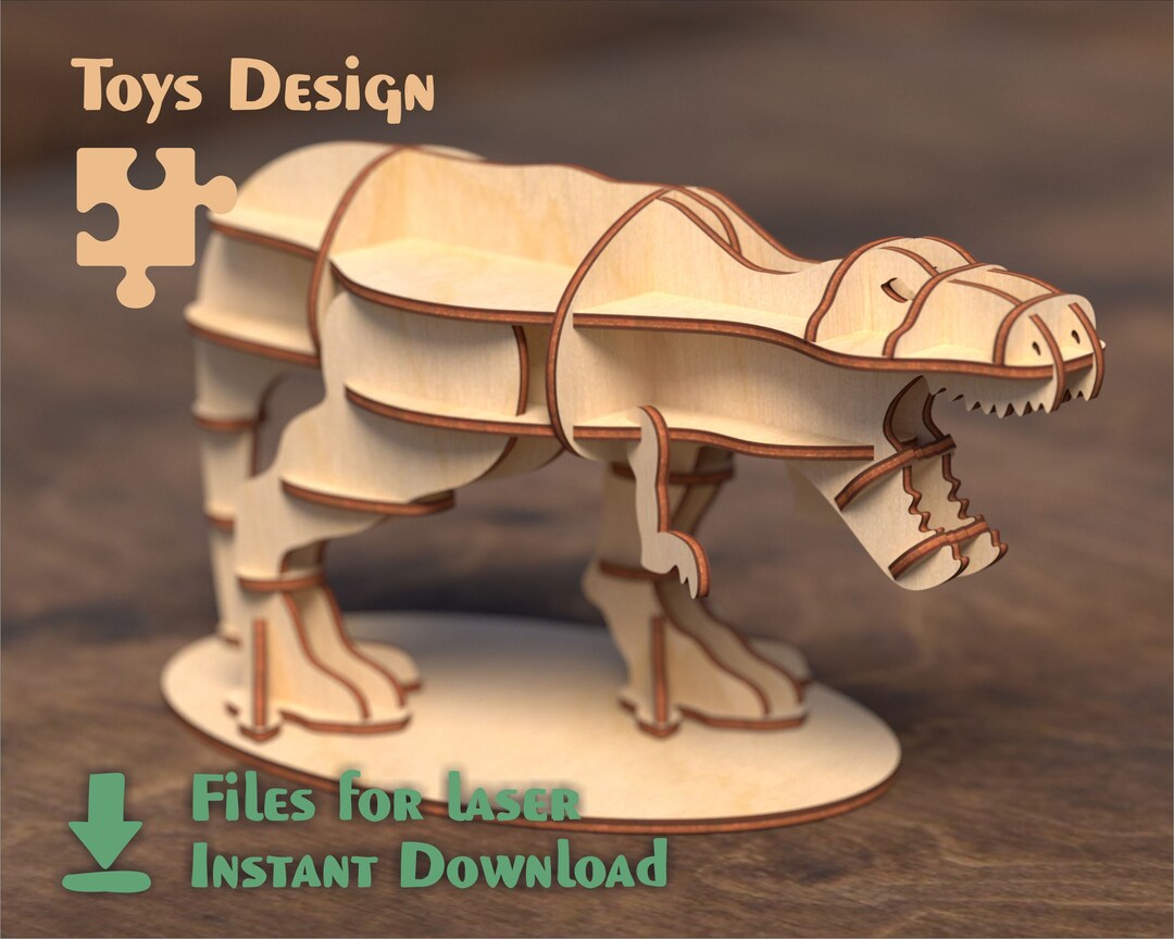 T-rex 3d-puzzle - Laser Files, Patterns, Kids Laser Cut Files, Dxf ...