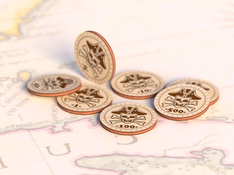 Pirate Coins Coins With Numbers - Laser Cut Files - Digital Template ...