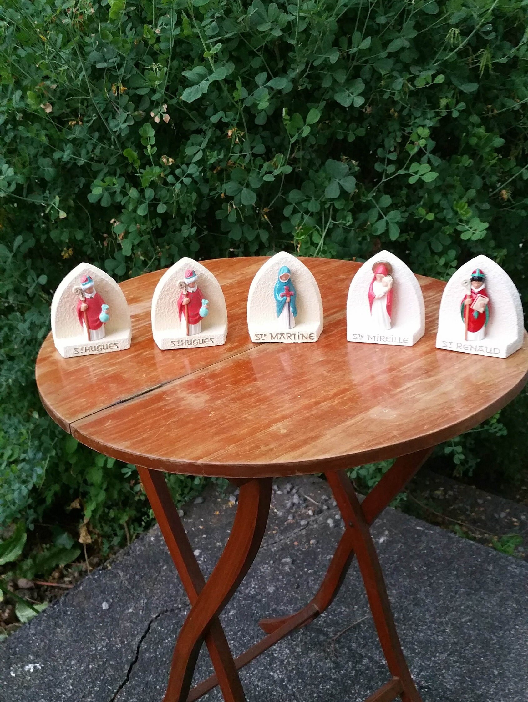 Vintage Enameled Ceramic Religious Statue on Base St Patron Old ...
