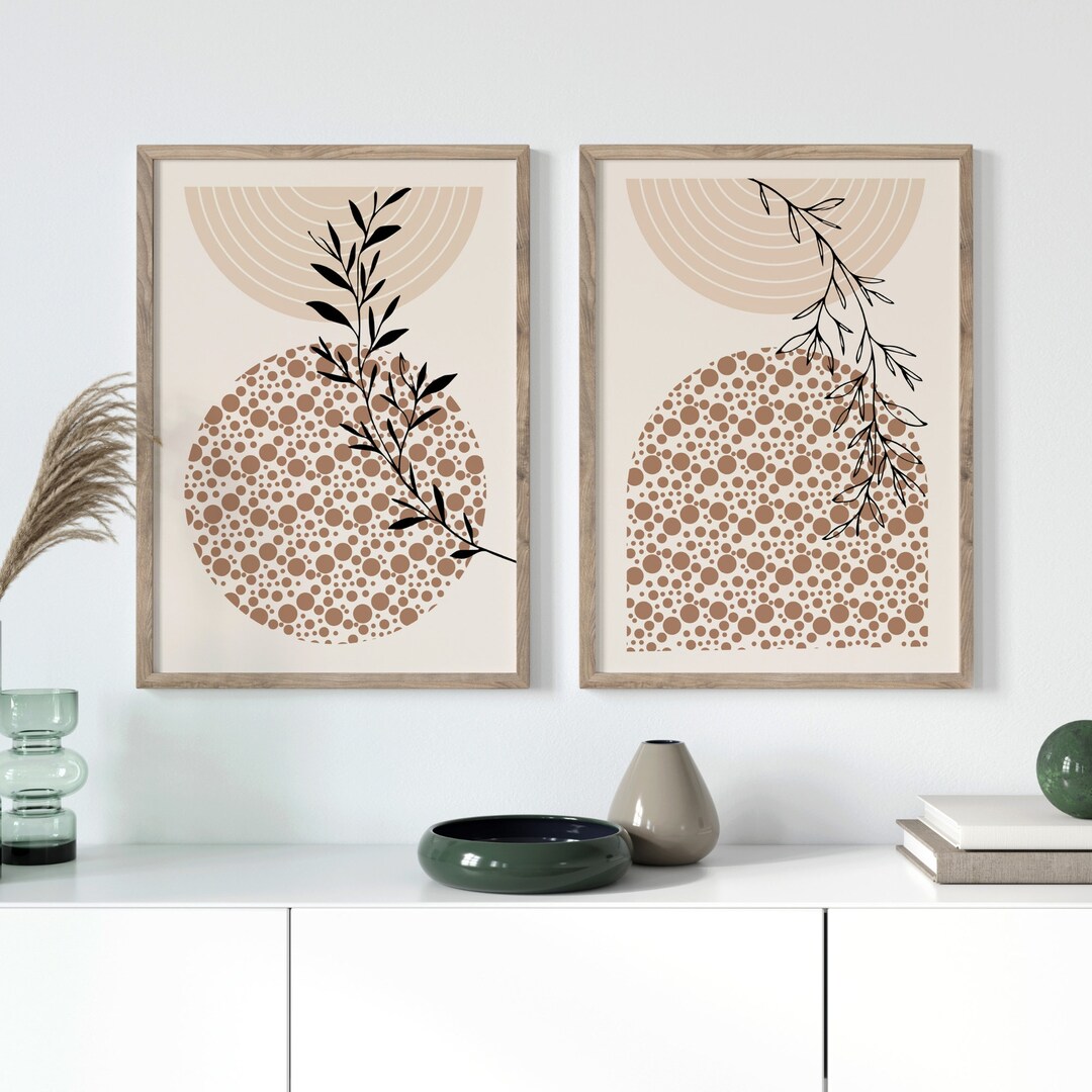 Set of 2 Neutral Boho Wall Prints Two Neutral Wall Prints Living Room ...