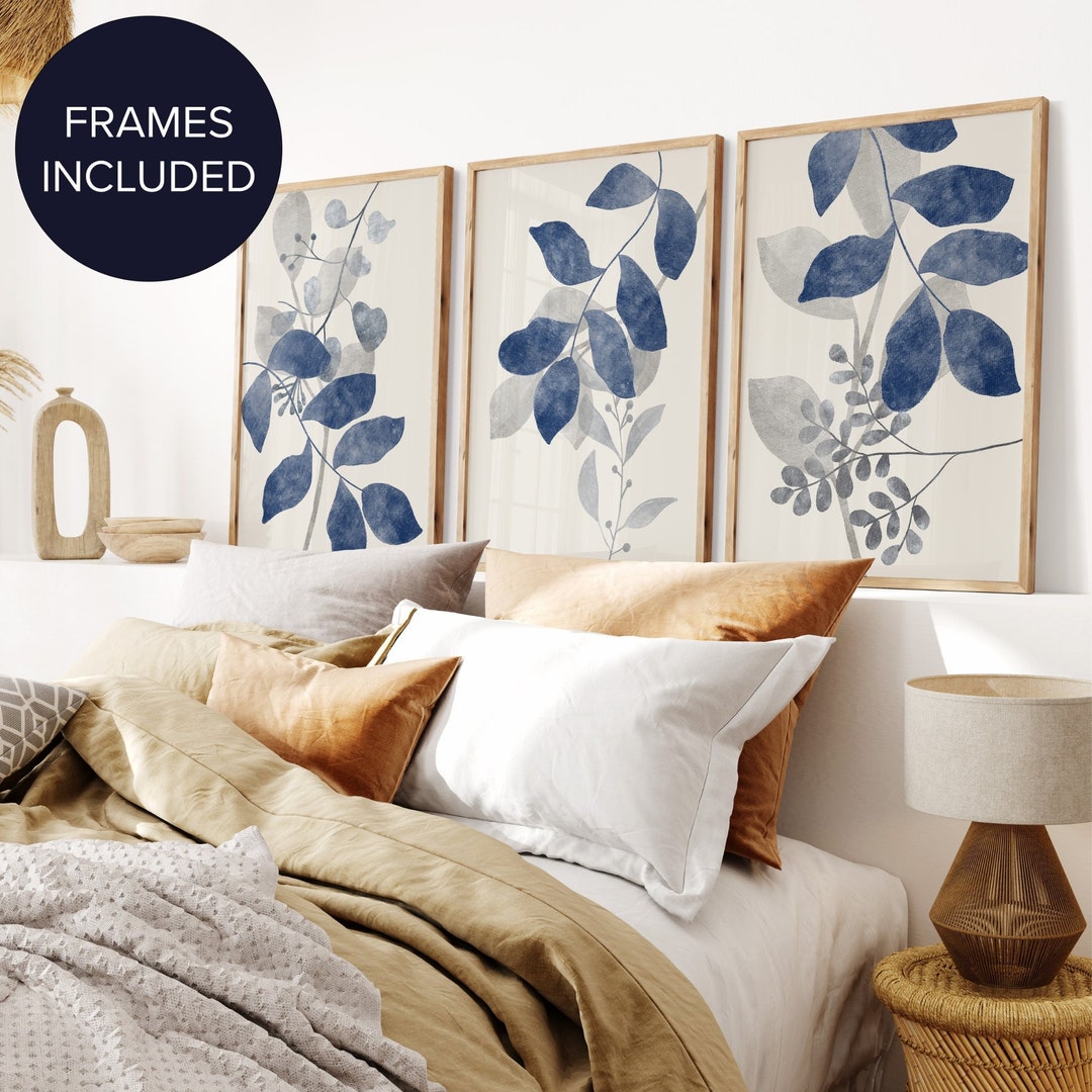 Blue Flower Wall Prints | Blue Wall Prints | Framed Wall Art | Living ...