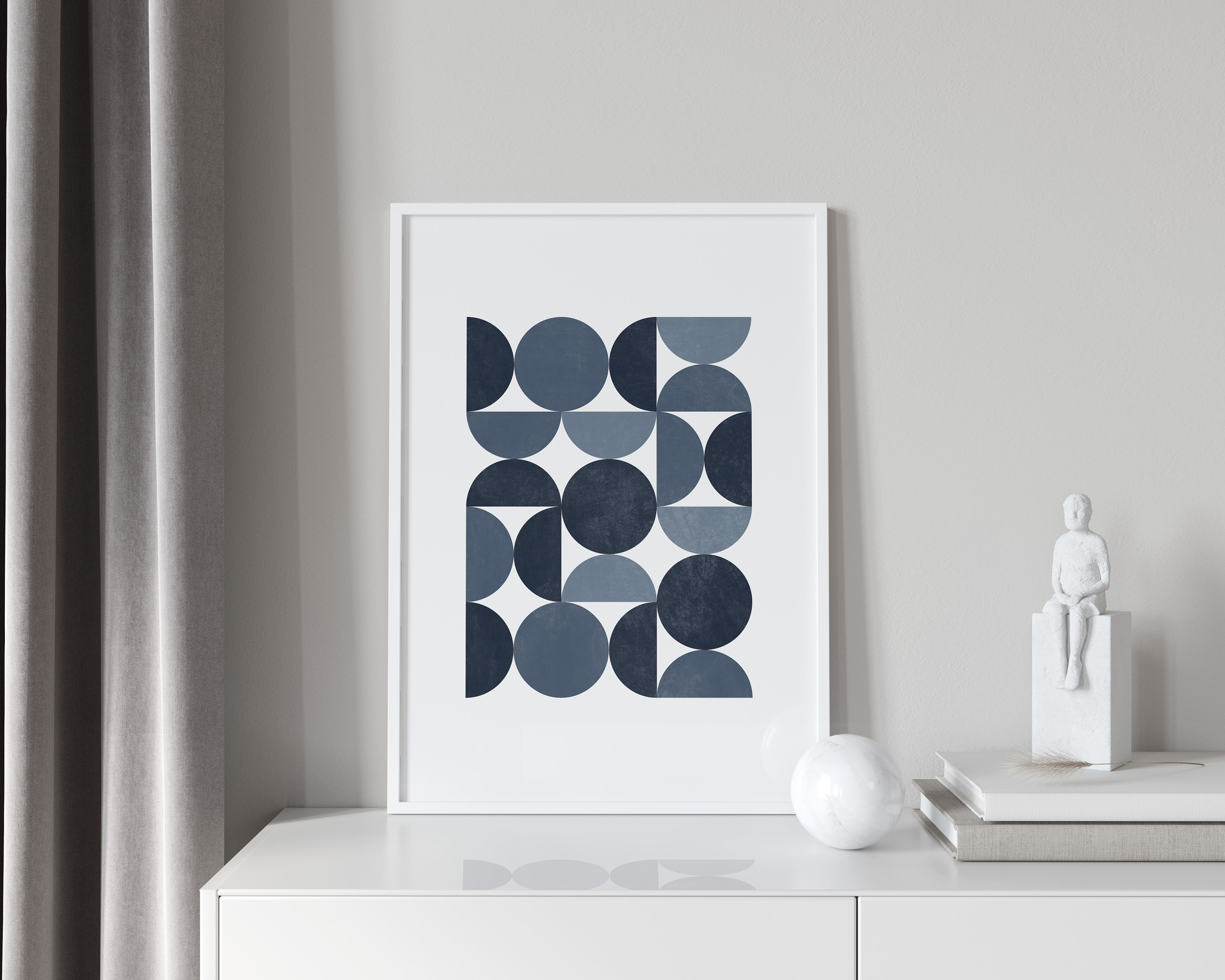 Blue Geometric Art Prints Set | Boho Home Decor - Etsy