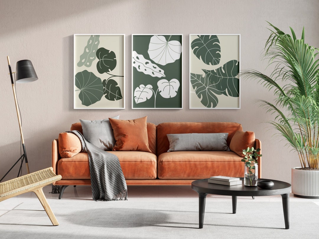 Set of 3 Green Botanical Prints | Sage Green Wall Prints | Green Floral ...