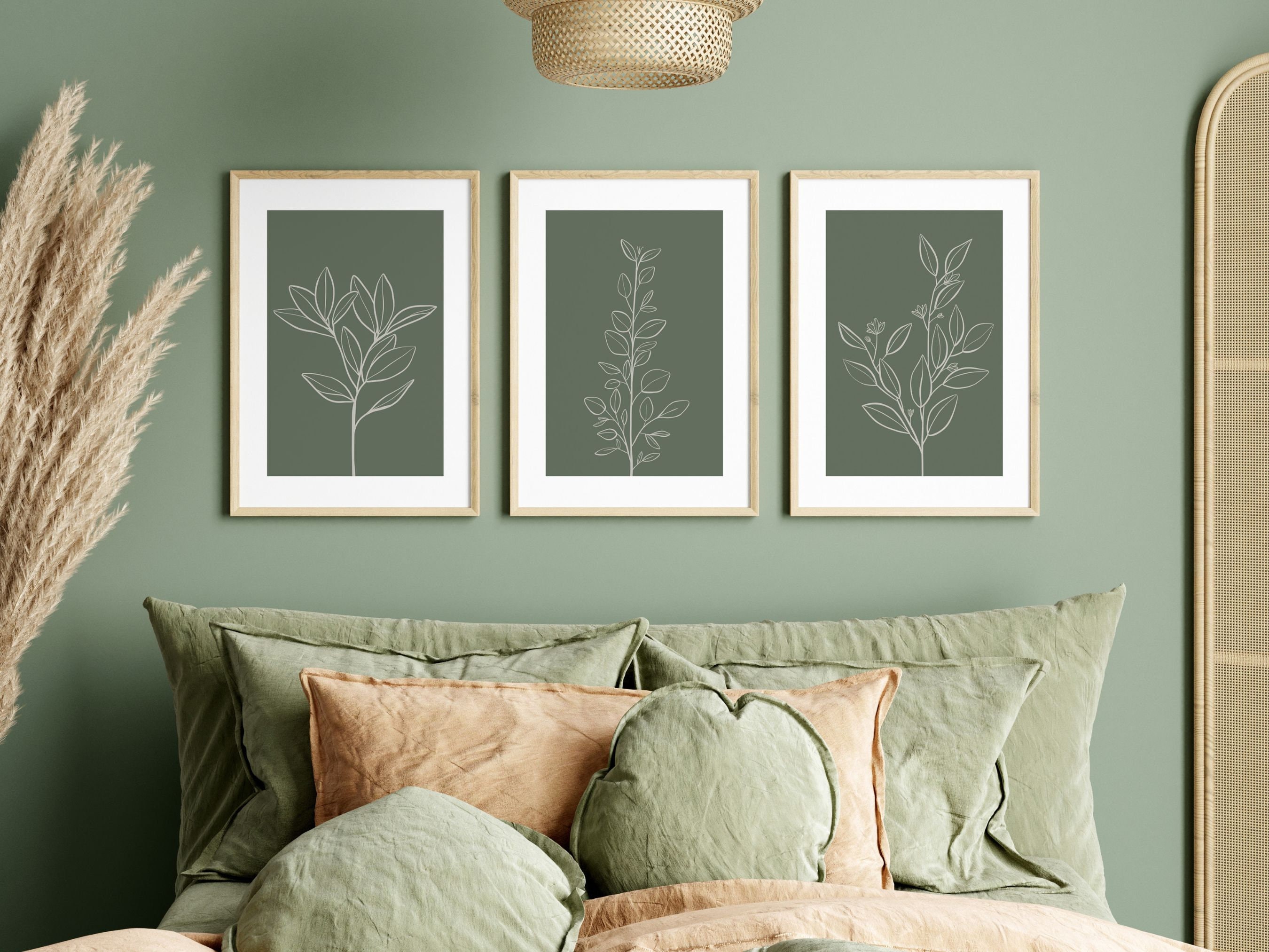 Sage Green Wall Prints Green Botanical Prints Botanical - Etsy UK