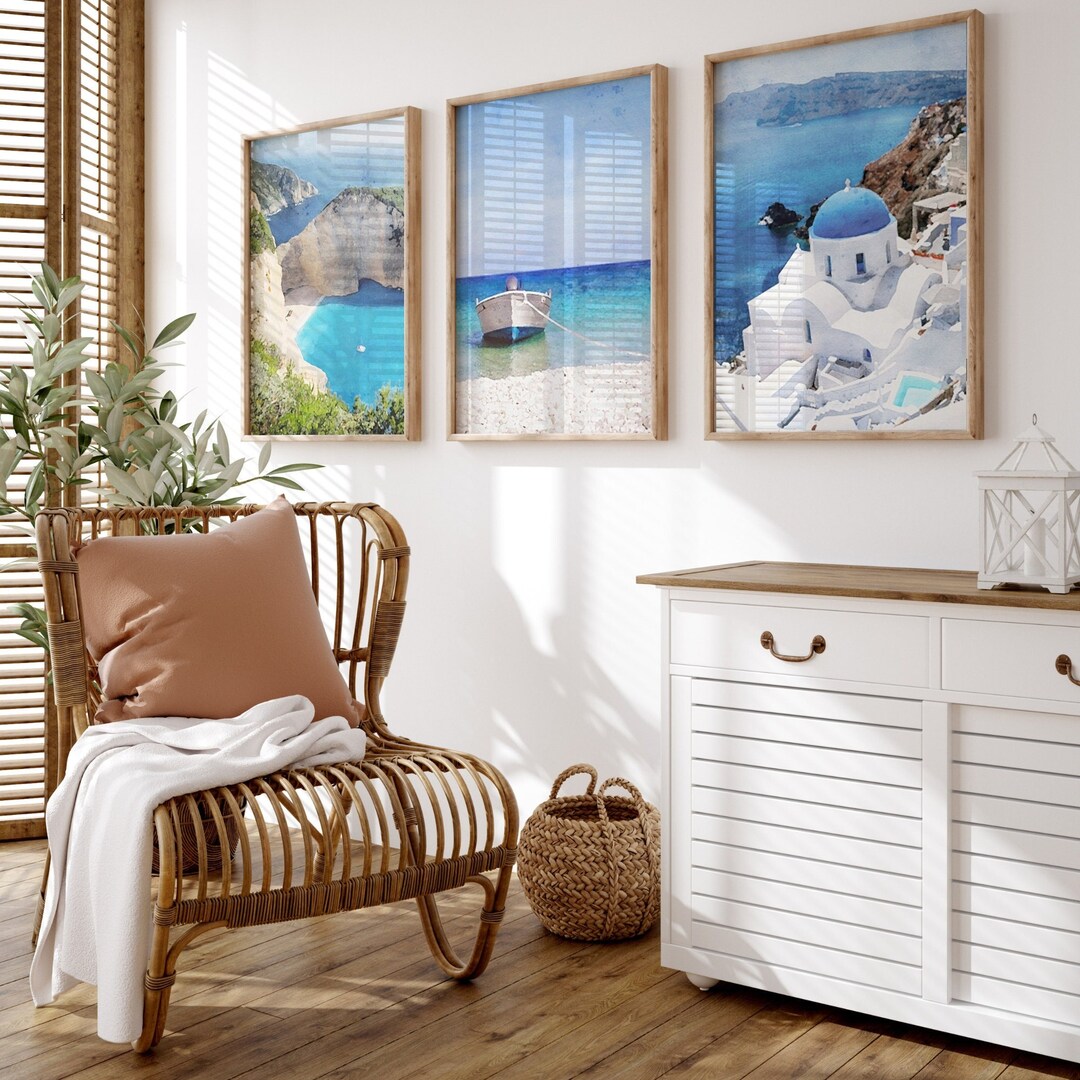 Greece Wall Prints | Greek Wall Art | Watercolour Home Decor | Living ...