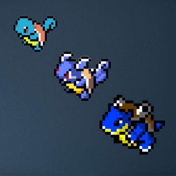 Squirtle Wartortle Blastoise 8 Bit Pokemon Evolution Sticker - Etsy