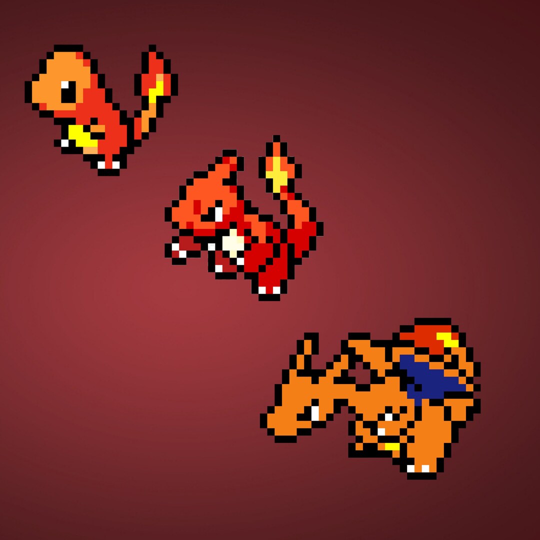 Charmander, Charmeleon, Charizard 8 bit Pokemon Evolution Pegatina ...