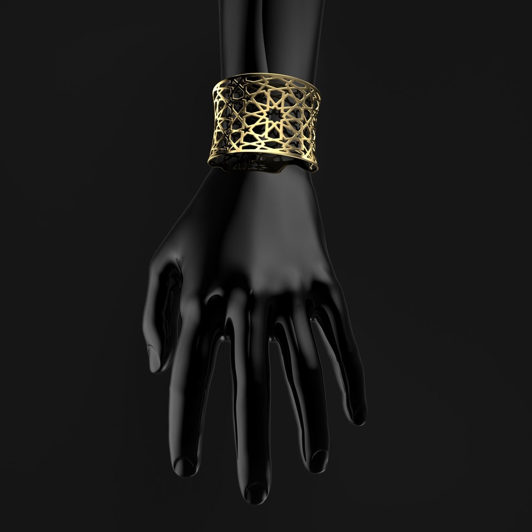 Stars Gold Bracelet, Wide Cuff Bracelets, Heavy Large Bold Bangle ...