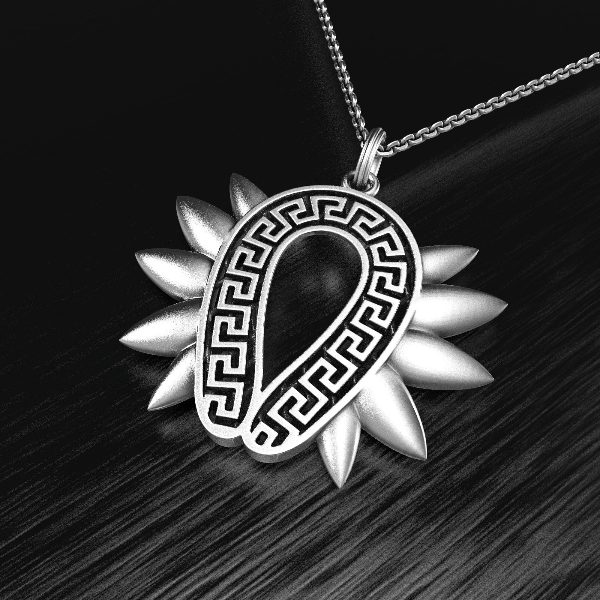 Winged Greek Necklace Gold Greek Key Meander Minimal Design - Etsy