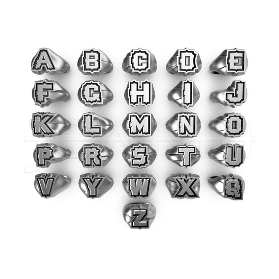 Letters Signet Ring Alphabet Ring Personalized Letter Ring - Etsy