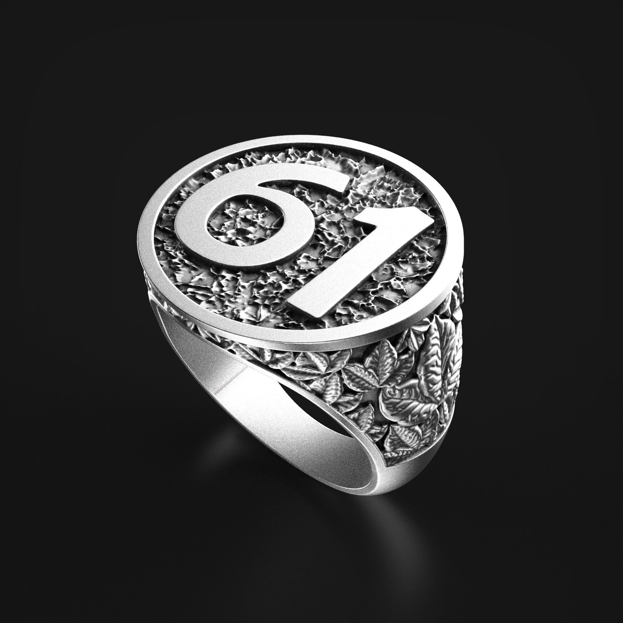 Leaf Numbers Signet Ring, Count Ring, Personalized Number Ring, Custom ...