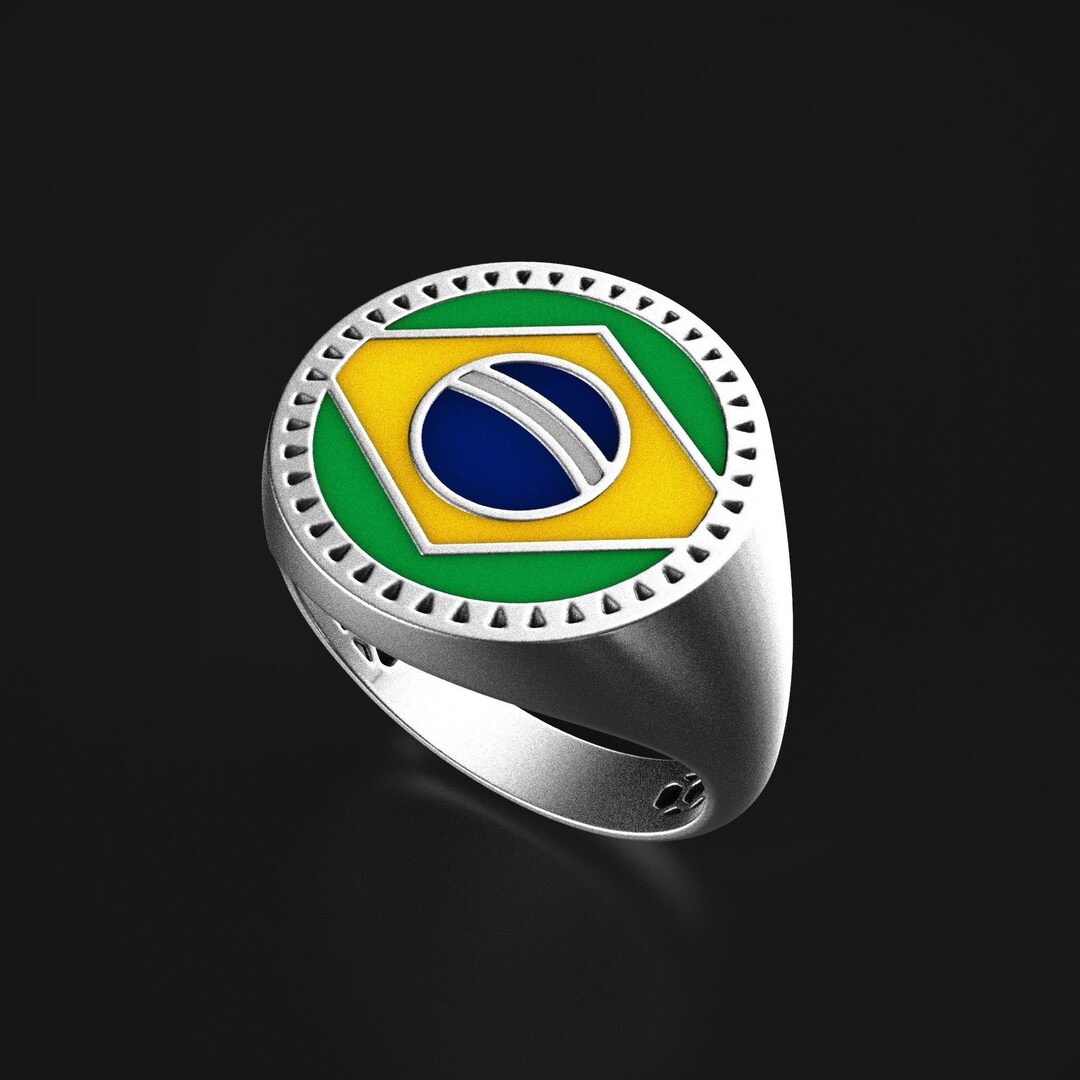 Brazil Signet Ring, Gold or Silver Gifts, Countries Rings, Fans ...