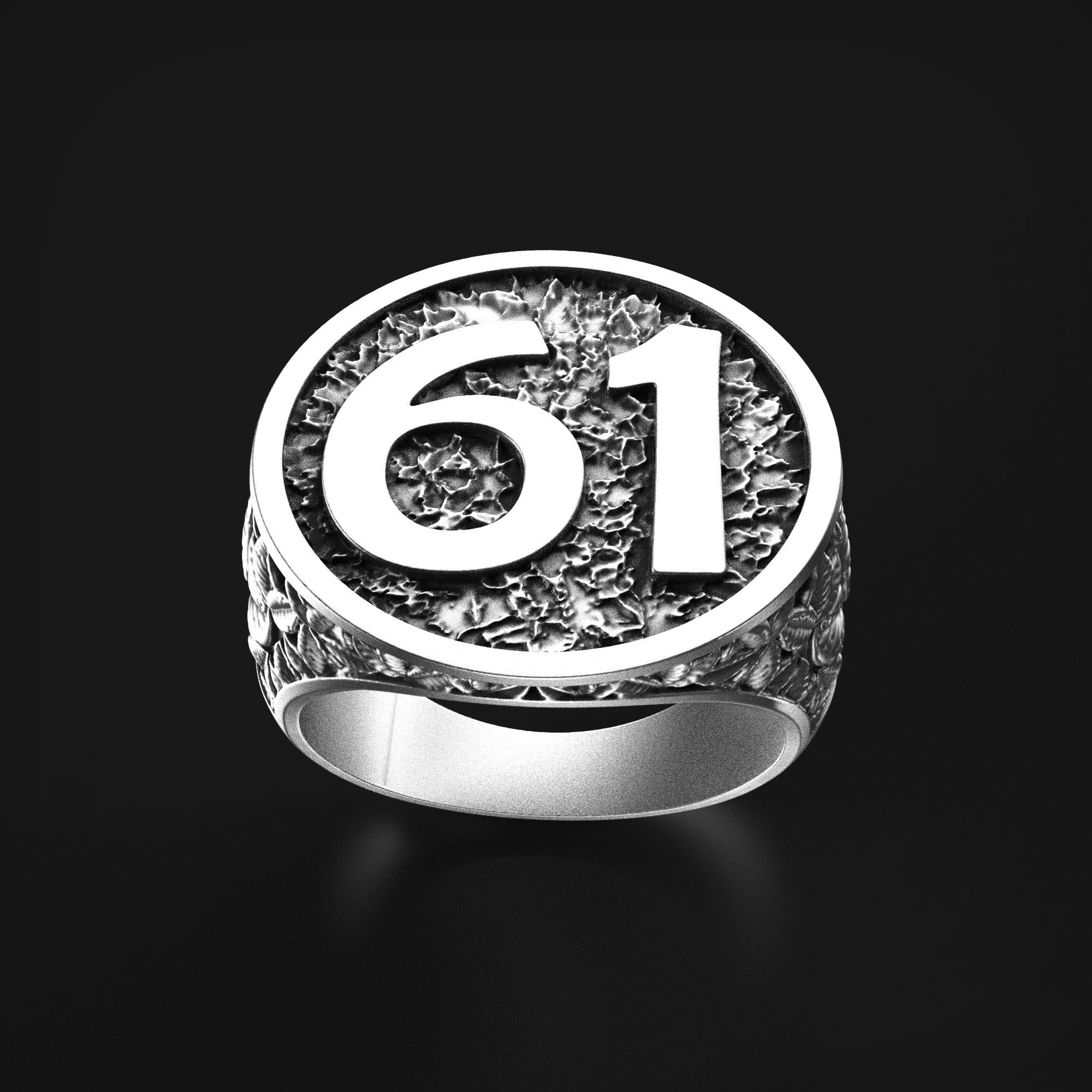 Leaf Numbers Signet Ring, Count Ring, Personalized Number Ring, Custom ...