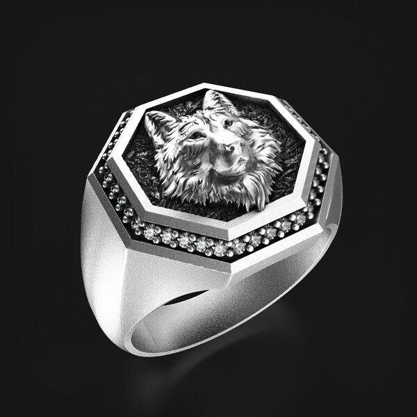 Wolf Diamond Ring - Etsy