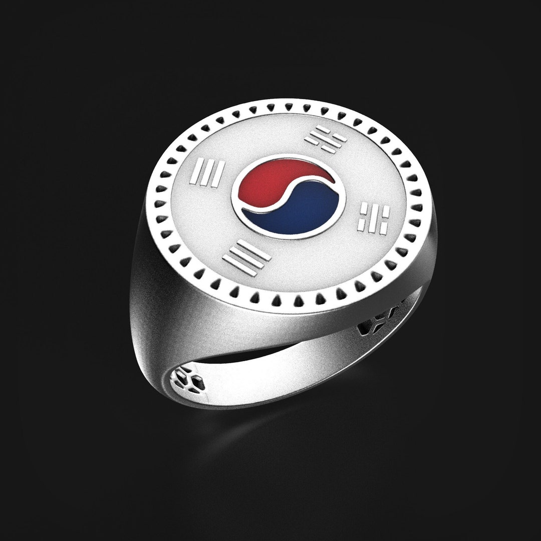 South Korea Signet Ring, Gold or Silver Gifts, Countries Rings, Fans ...