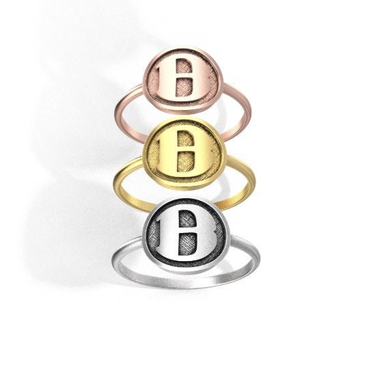 Nostalgic Vintage Letters Ring, Gold, Alphabet Rings, Personalized Letters Ring, Custom Initial ...
