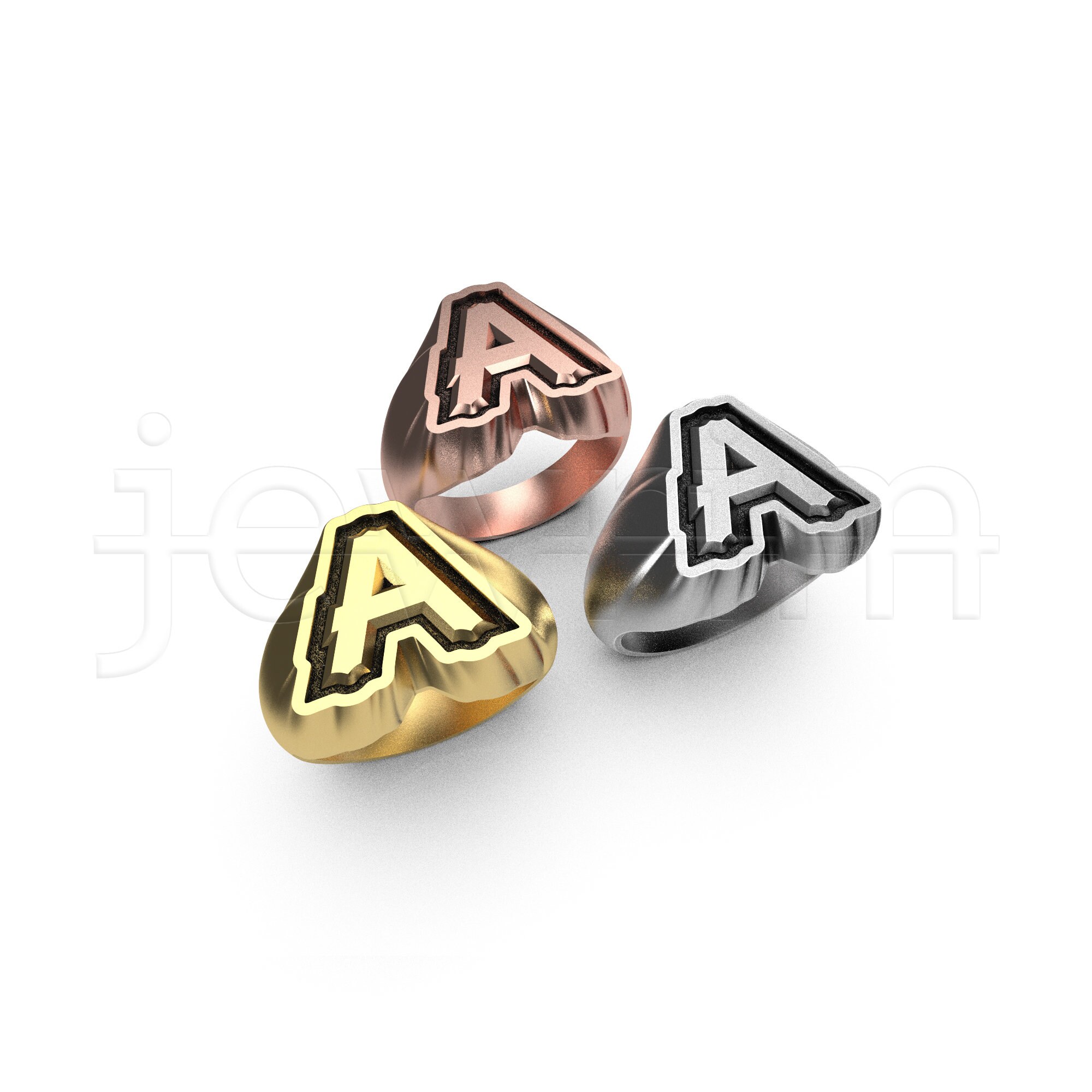 Letters Signet Ring Alphabet Ring Personalized Letter Ring - Etsy