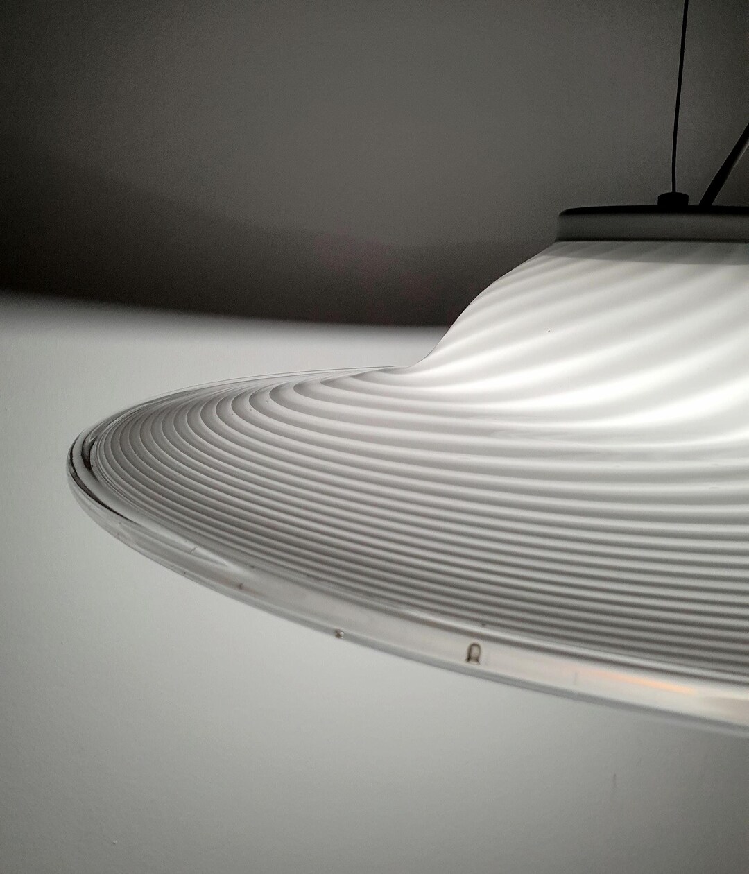 Vintage Murano Glass Hat White Swirl Pendant Light, Kitchen Dining Area ...