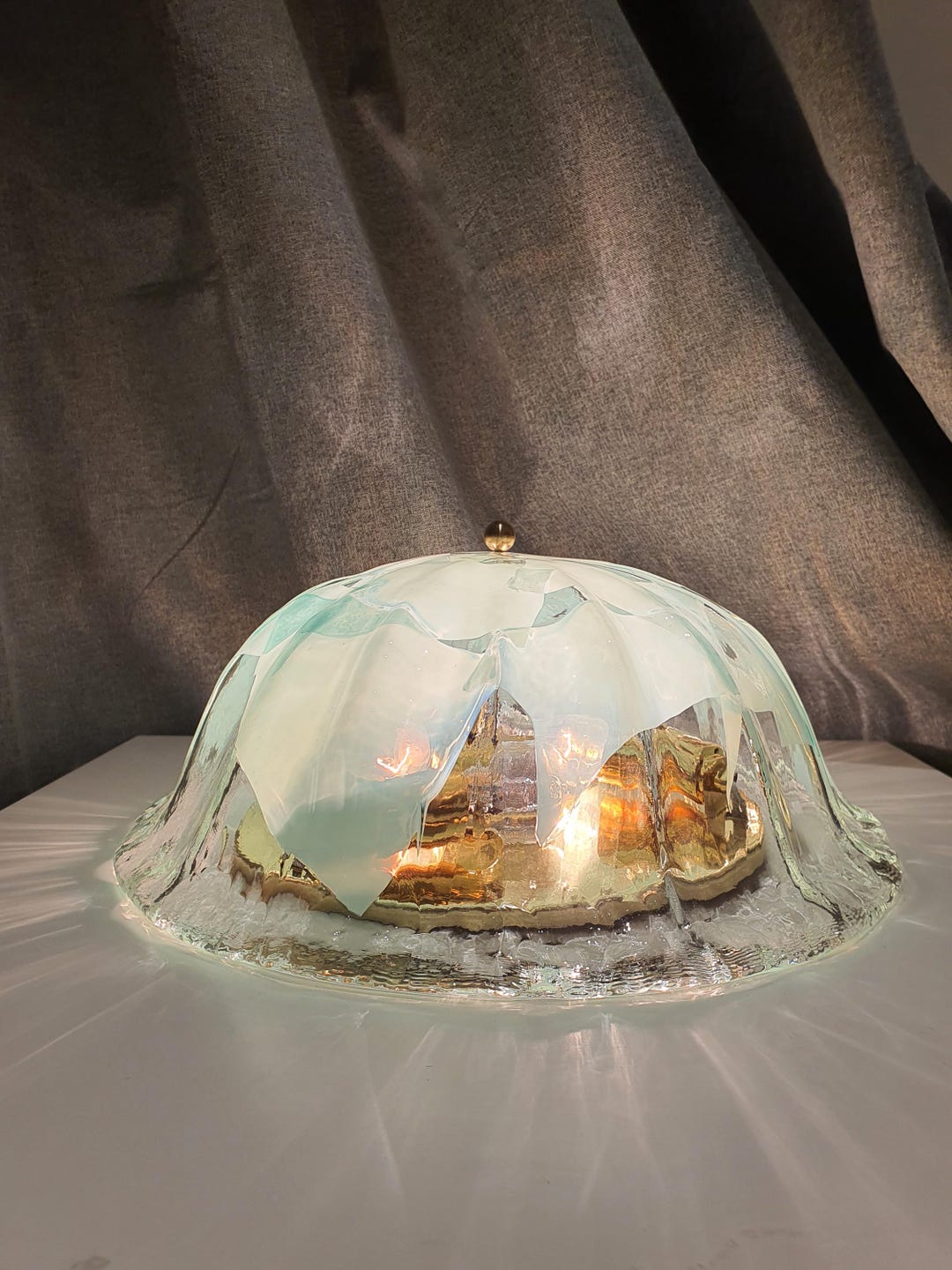 La Murrina Murano Glass Sconce – Baby Blue Floral Bowl Flush Mount With ...