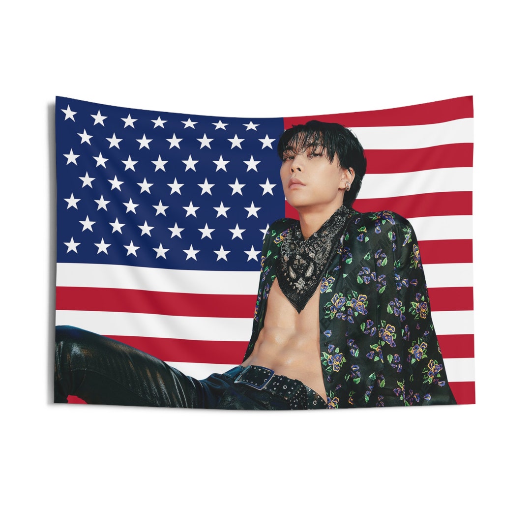 NCT 127 Johnny Bandana USA Flag Banner Tapestry, Kpop Merch Concert ...