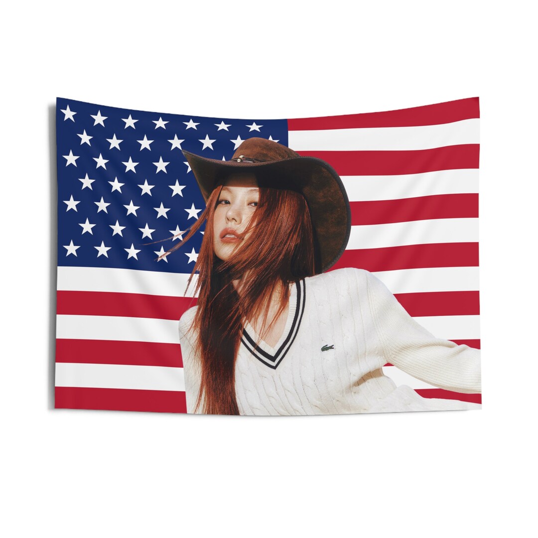 ITZY Yeji Cowgirl USA Flag Banner Wall Tapestry Kpop Tour Merch Album ...