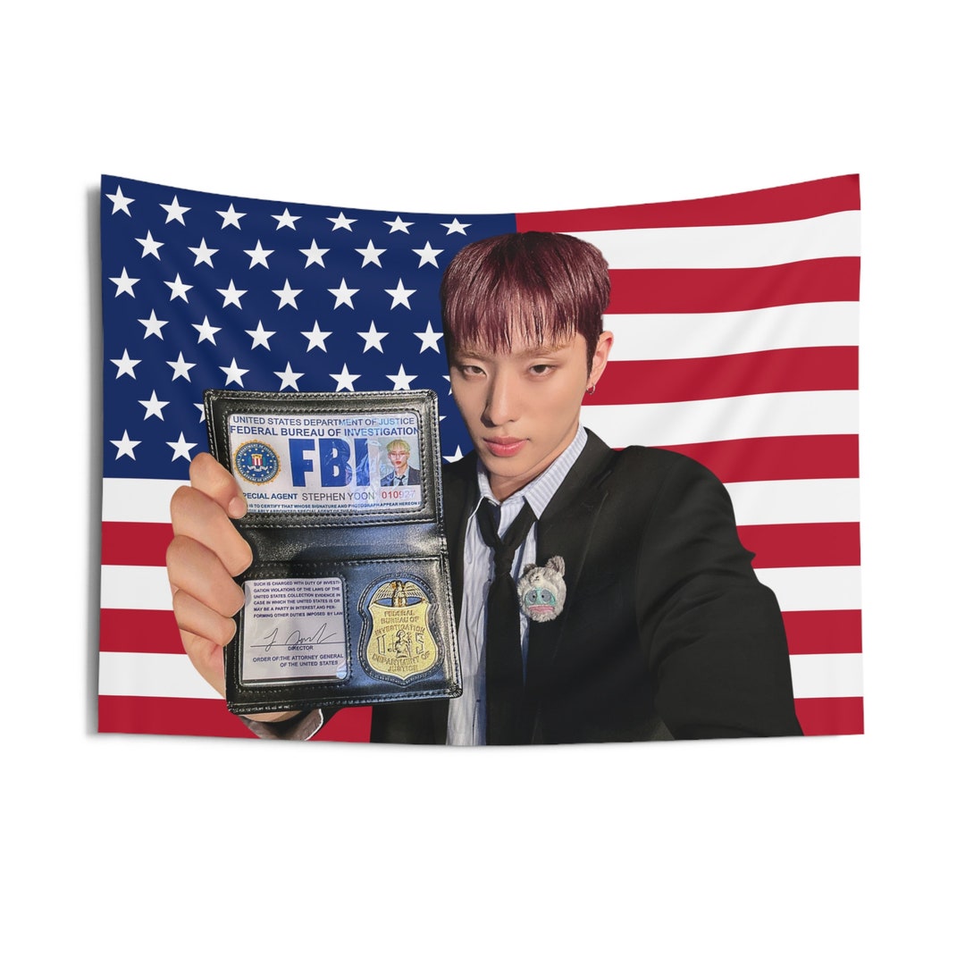 P1HARMONY Keeho FBI USA Flag Banner Wall Tapestry Kpop Tour Merch Album ...