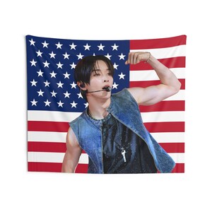 RIIZE Sungchan Denim USA Flag Banner Wall Tapestry Kpop Tour Merch ...