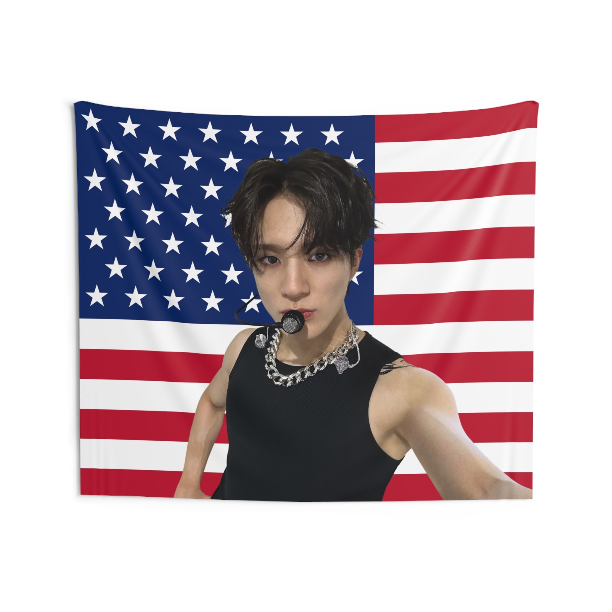 NCT DREAM Jeno Tank Top USA Flag Banner Wall Tapestry Kpop Tour Merch ...