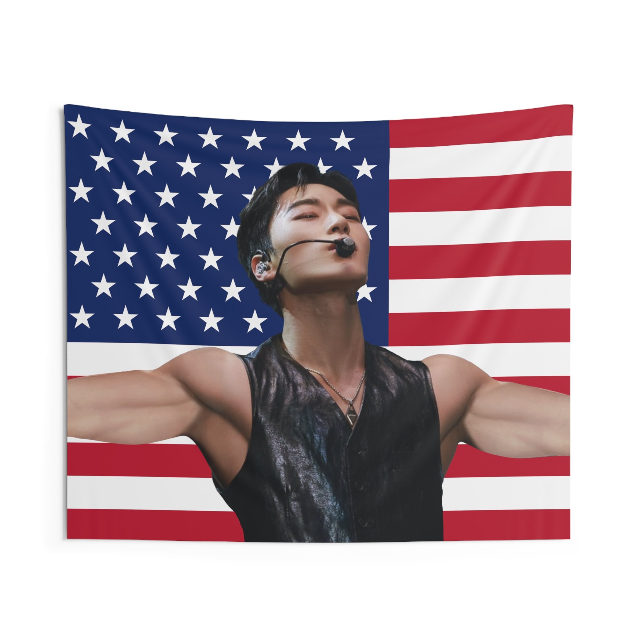 ATEEZ San Vest USA Flag Banner Tapestry, Kpop Merch Concert Tour - Etsy