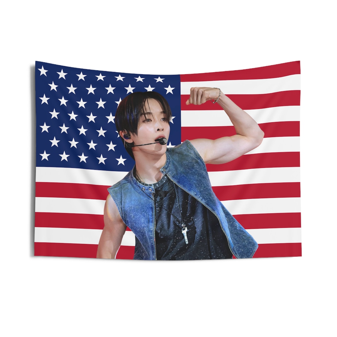 RIIZE Sungchan Denim USA Flag Banner Wall Tapestry Kpop Tour Merch ...