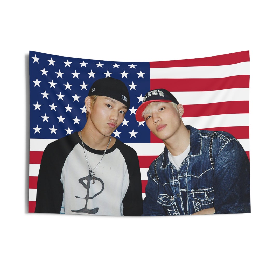 P1HARMONY Keeho Intak Cap USA Flag Banner Wall Tapestry Kpop Tour Merch ...