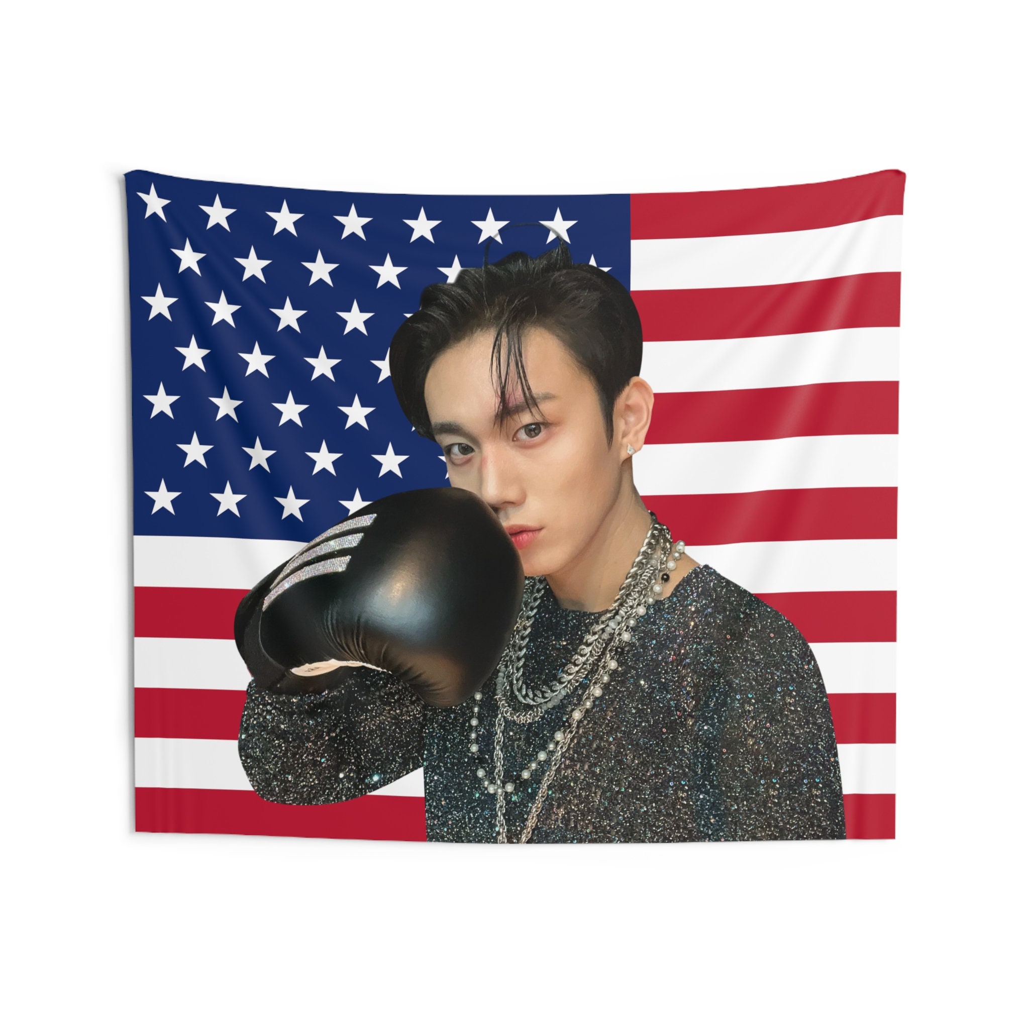 P1HARMONY Intak Boxing USA Flag Banner Wall Tapestry Kpop Tour Merch ...