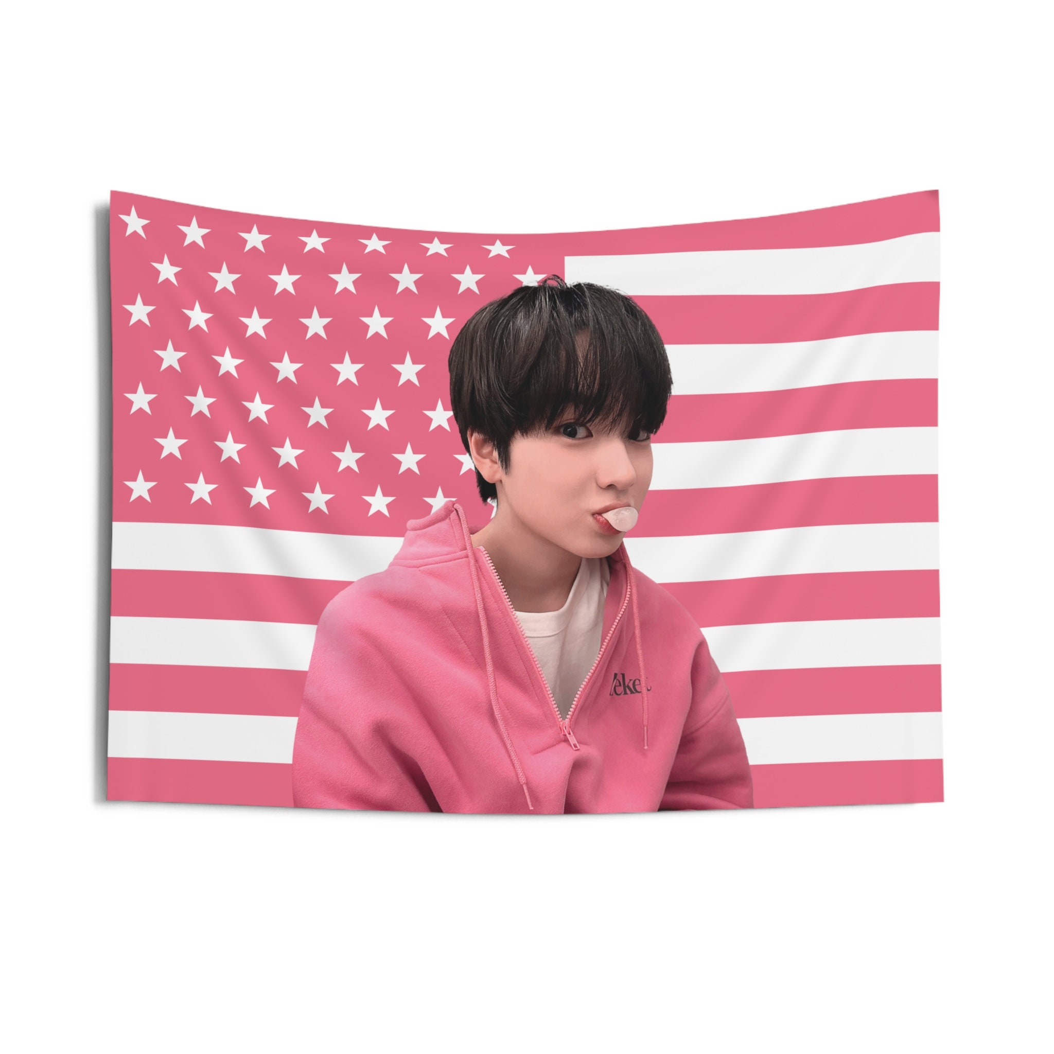 NCT WISH Sakuya Pink USA Flag Banner Tapestry, Kpop Merch Concert Tour ...