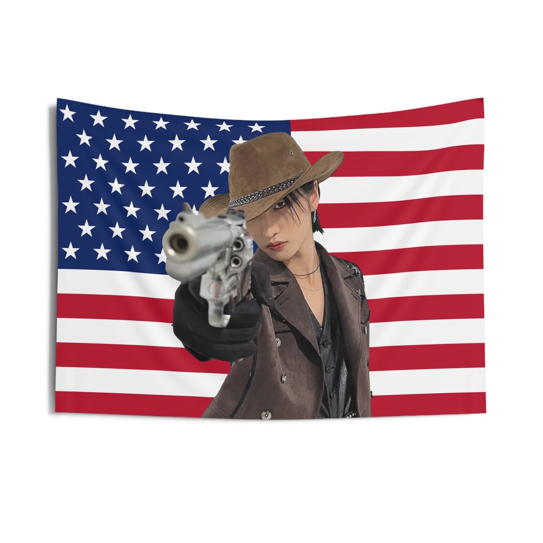 ATEEZ Seonghwa Cowboy USA Flag Banner Wall Tapestry Kpop Tour Merch ...