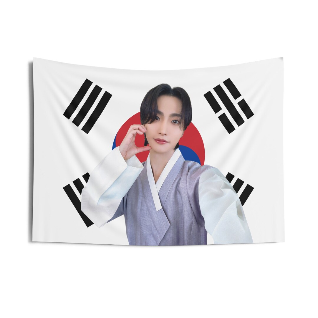ATEEZ Seonghwa Hanbok Korea Flag Banner Wall Tapestry Kpop Tour Merch ...