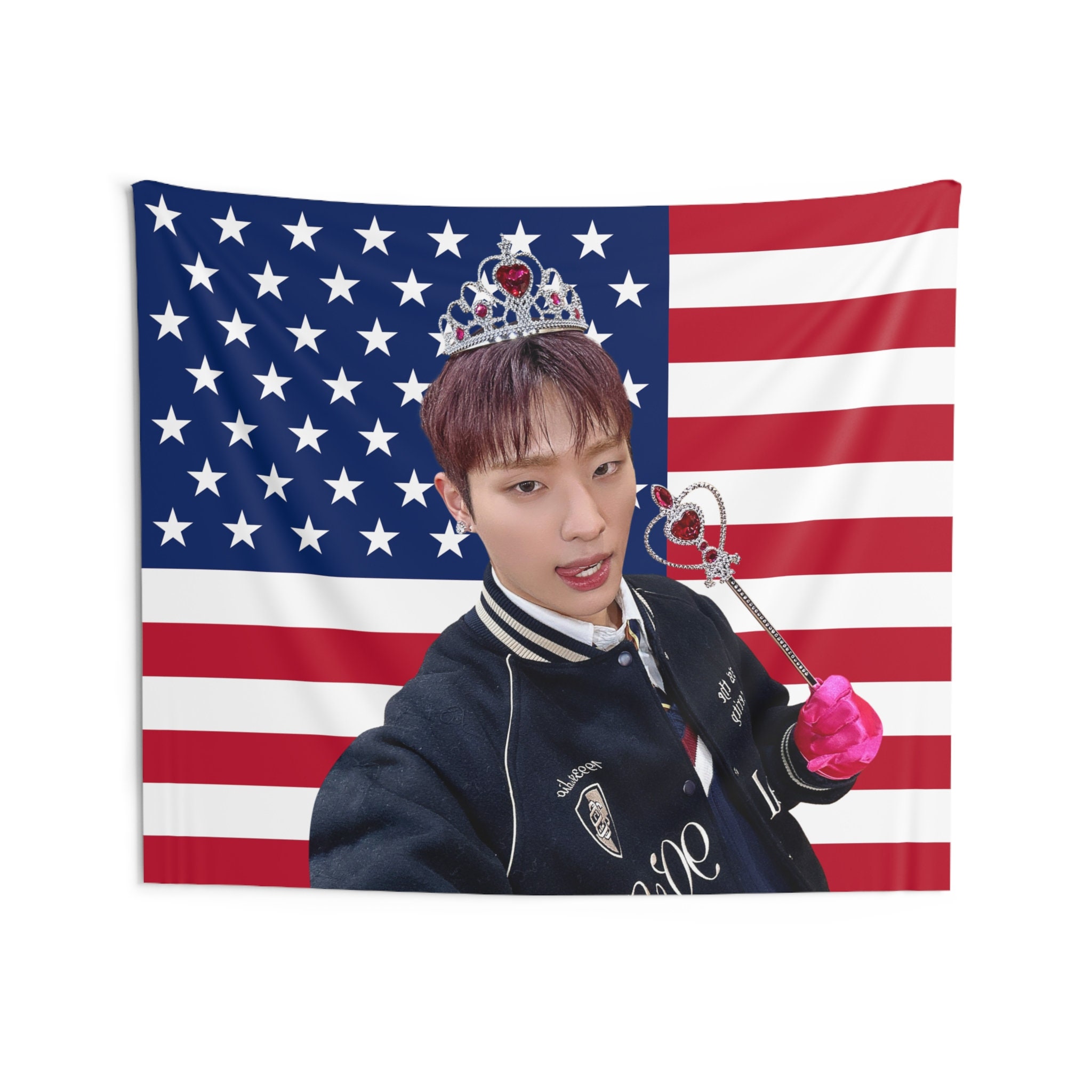 P1HARMONY Keeho Princess USA Flag Banner Wall Tapestry Kpop Tour Merch ...