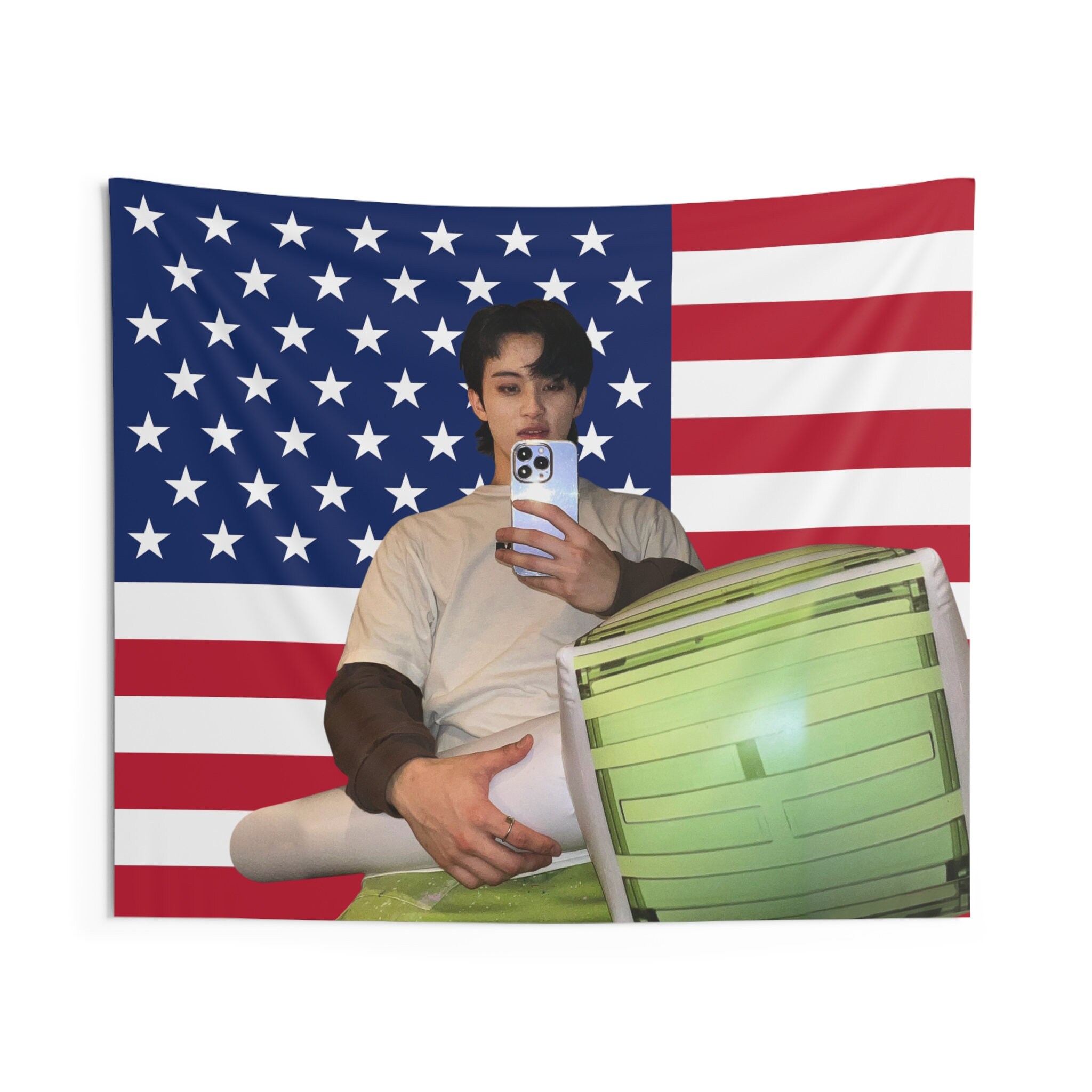 NCT 127 Mark Light Stick USA Flag Banner Tapestry, Kpop Merch Concert ...