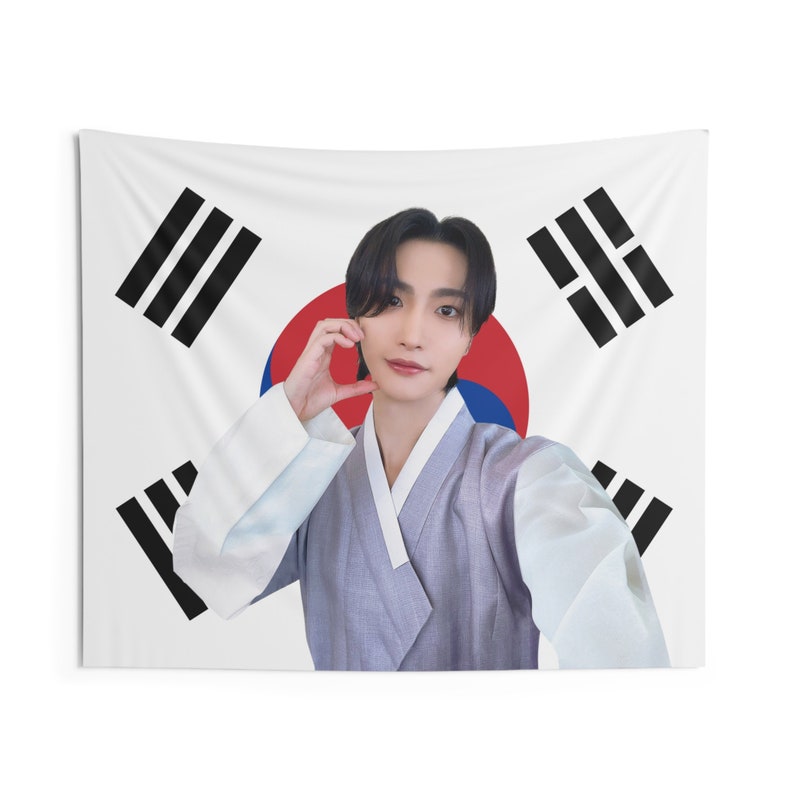 ATEEZ Seonghwa Hanbok Korea Flag Banner Wall Tapestry Kpop Tour Merch ...