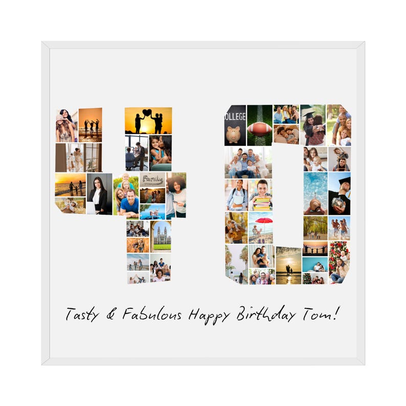 40th Birthday Photo Collage, Personalized 40th Birthday Photo Collage ...