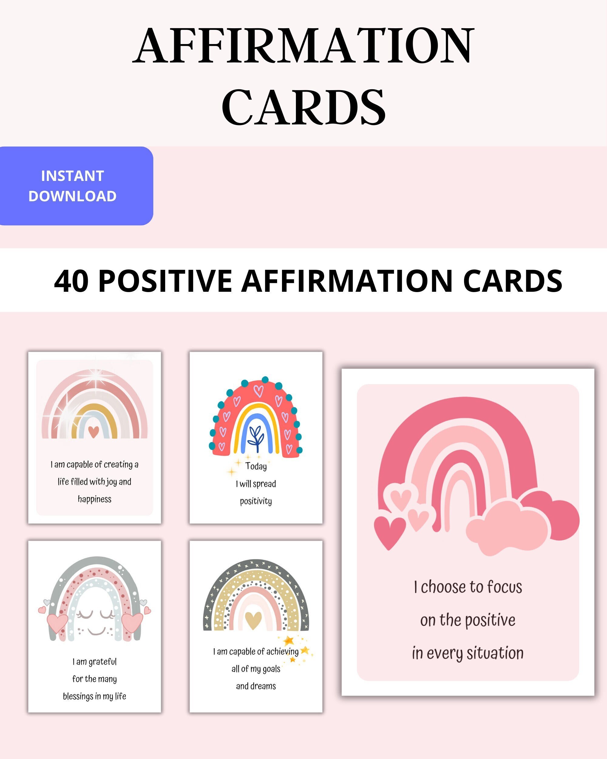 Affirmation Cards Positive Quote Flash Cards Mindfulness Affirmations ...