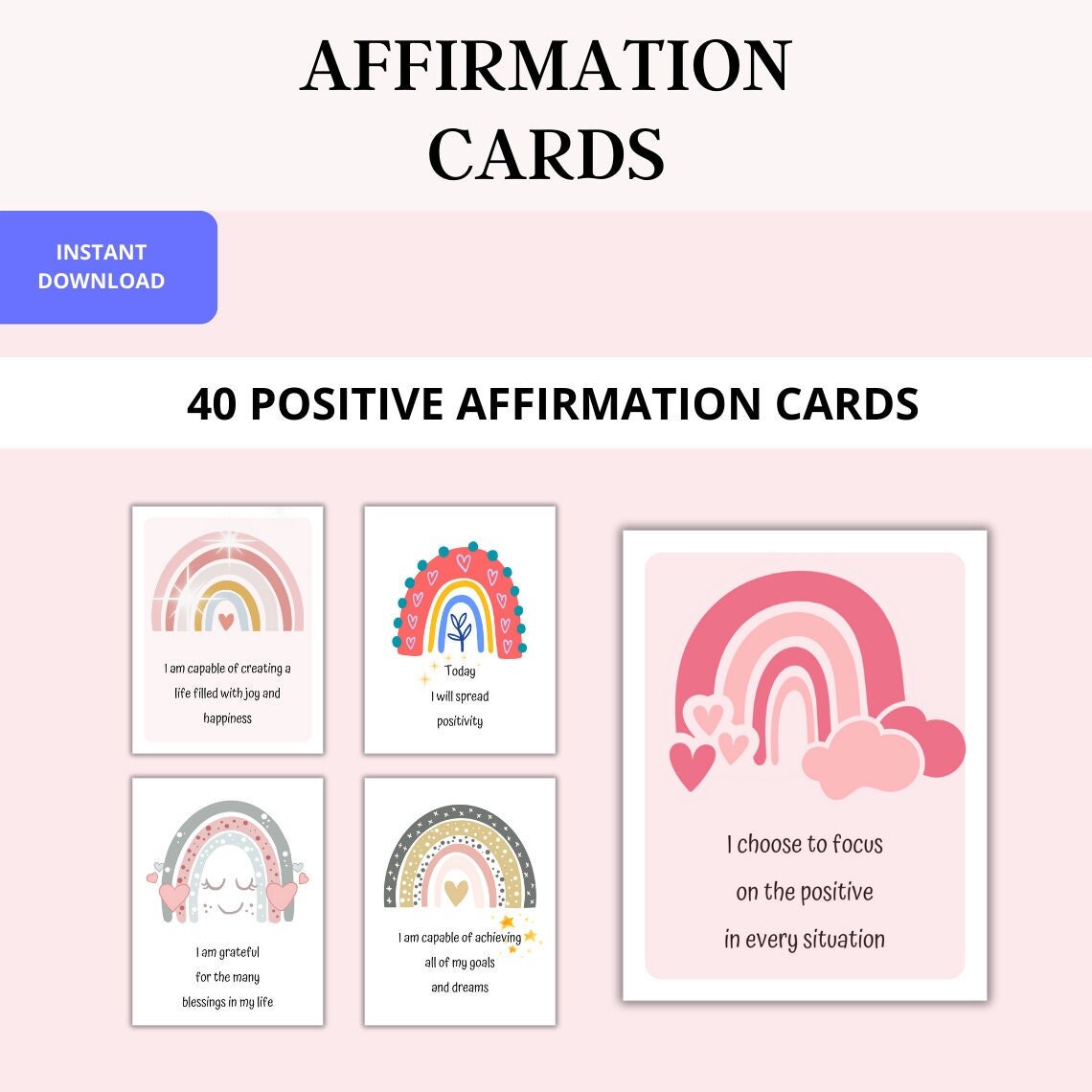 Affirmation Cards Positive Quote Flash Cards Mindfulness Affirmations ...