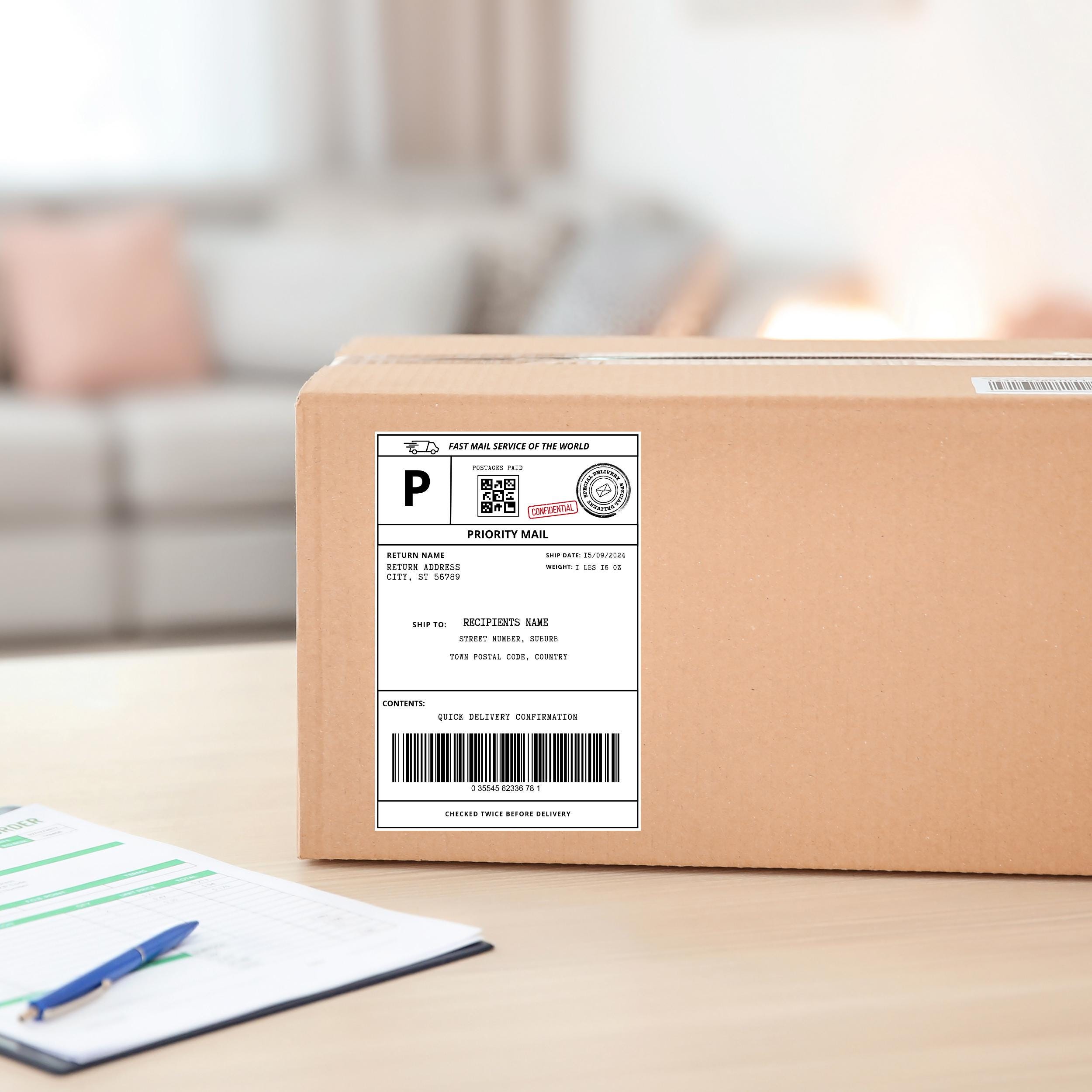 Fake Shipping Label Template | Editable Personalized Mail Label ...
