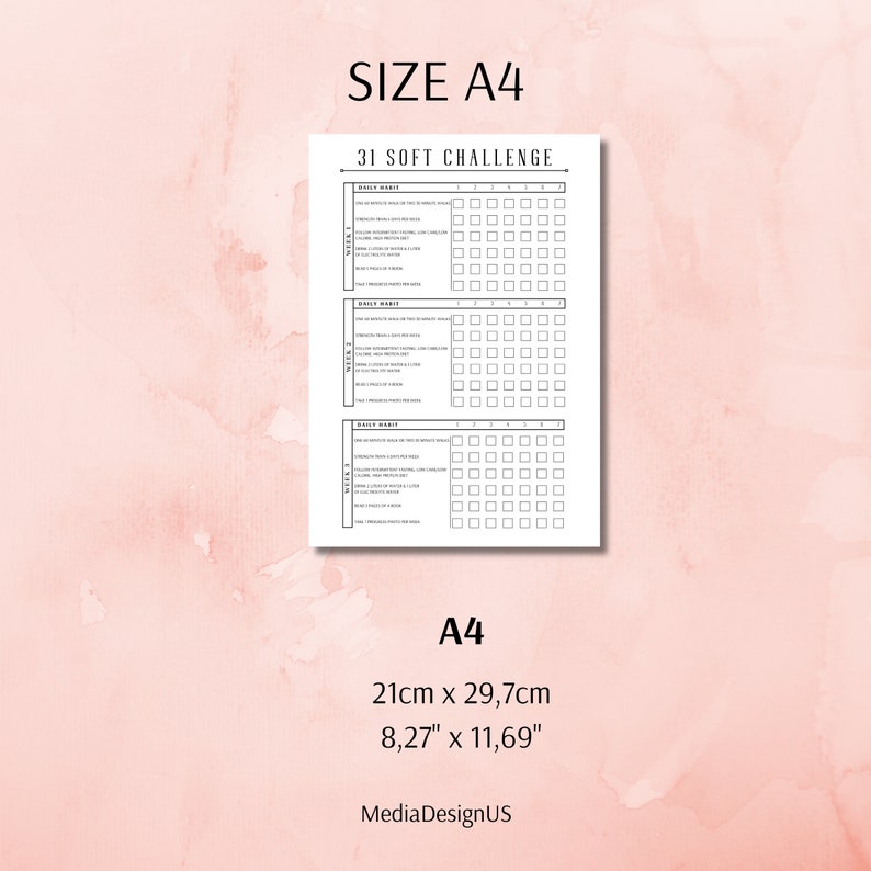31 SOFT Challenge Tracker, Day Challenge Printable, Weight Loss ...