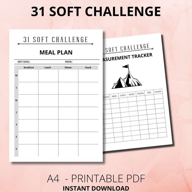 31 SOFT Challenge Tracker, Day Challenge Printable, Weight Loss ...