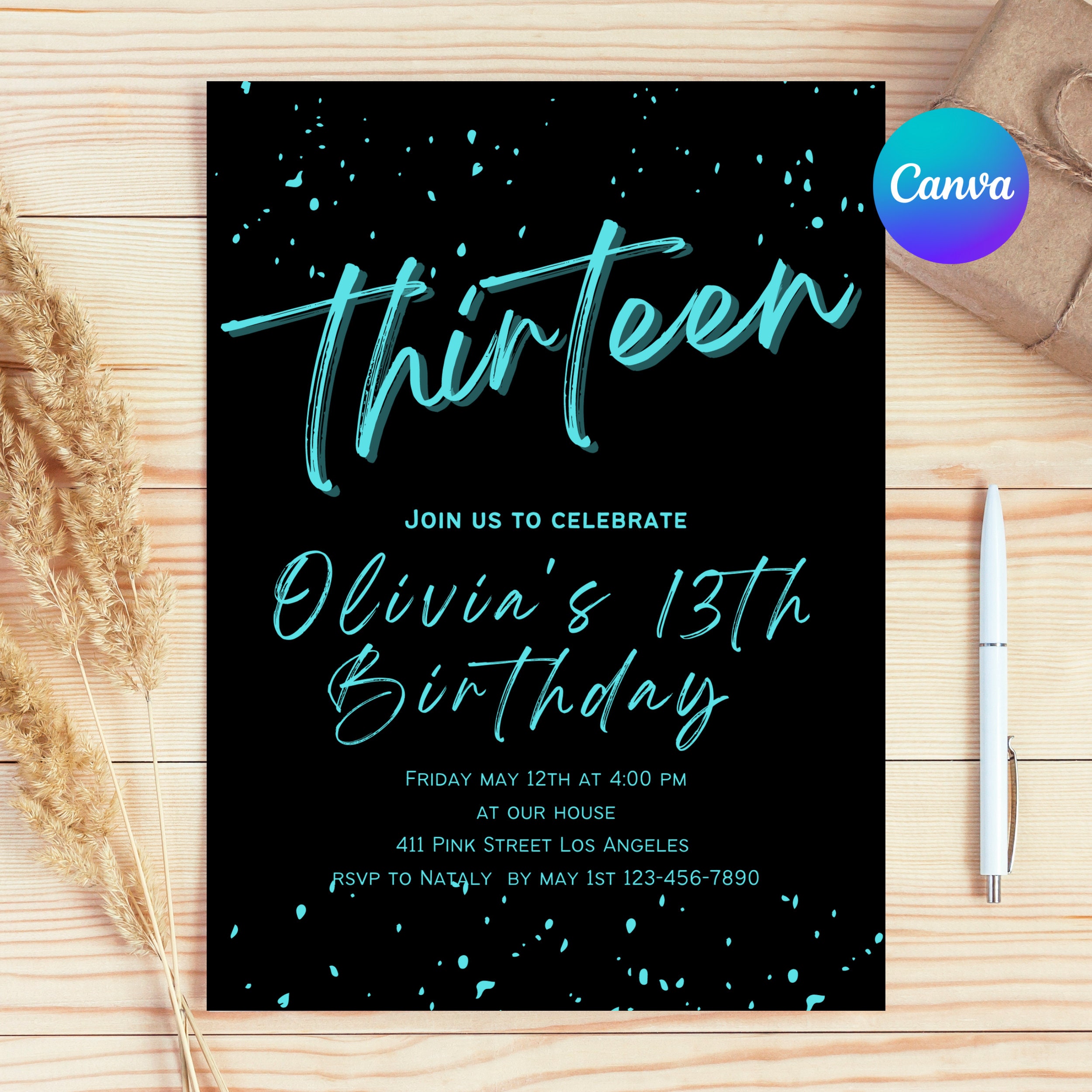Editable Birthday Invitation – Customize Easily in Canva, Instant ...