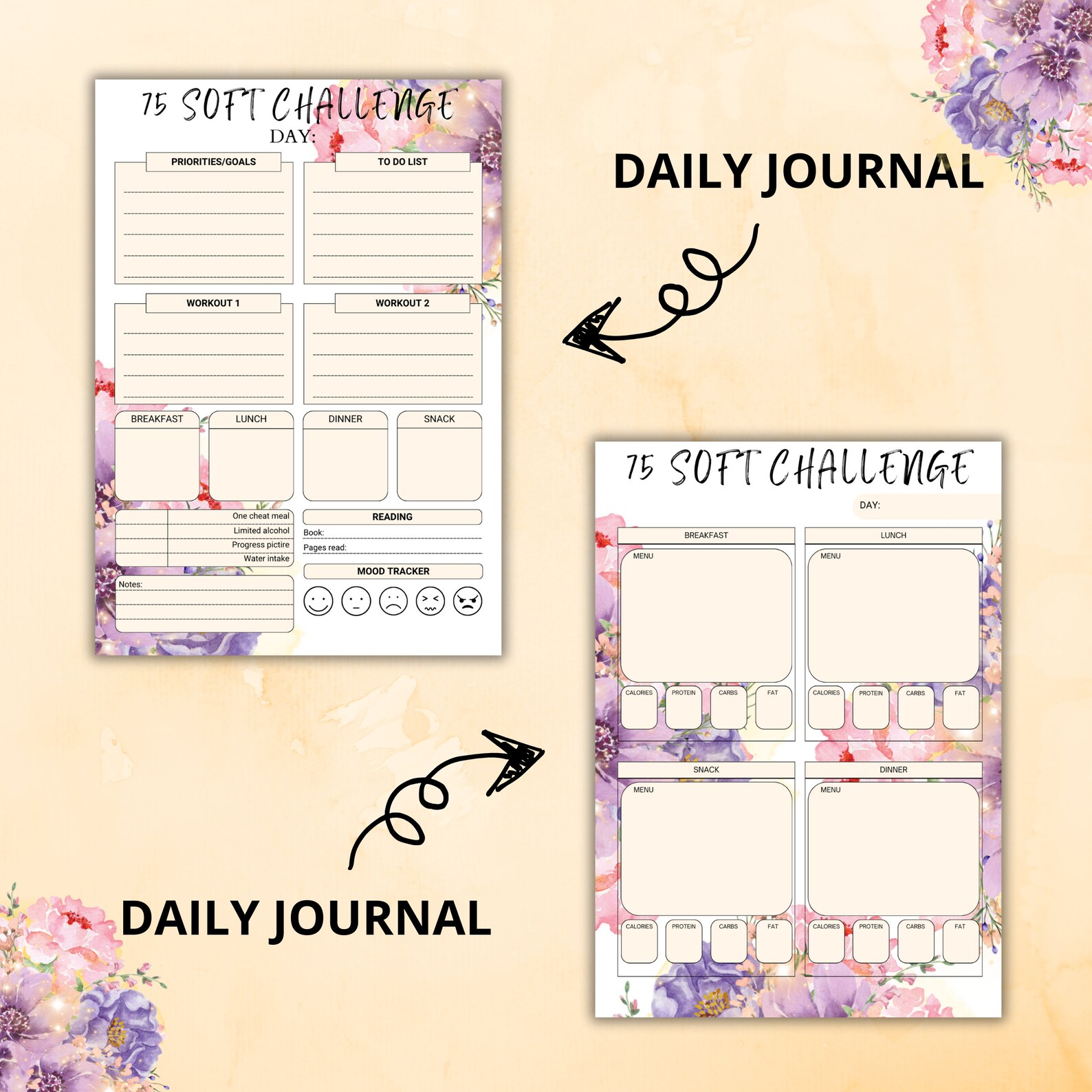 75 Soft Challenge Tracker Printable Editable, Daily 75 Soft Challenge ...