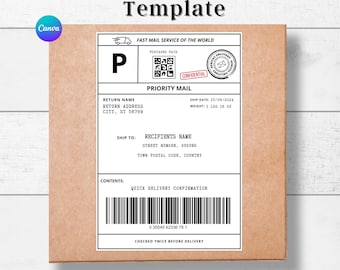 Editable Shipping Label Template | Editable Personalized Mail Label ...